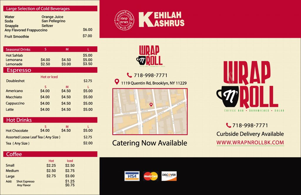Wrap n' Roll - Kosher Coffee & Sandwich Shop in Brooklyn